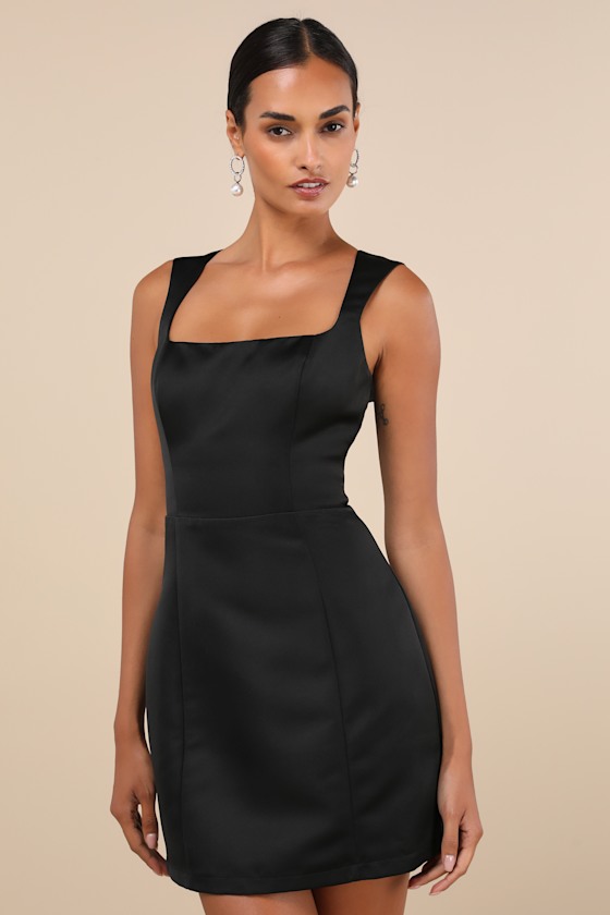 Black Satin Mini Dress - Backless Mini Dress - Sexy Black Dress - Lulus