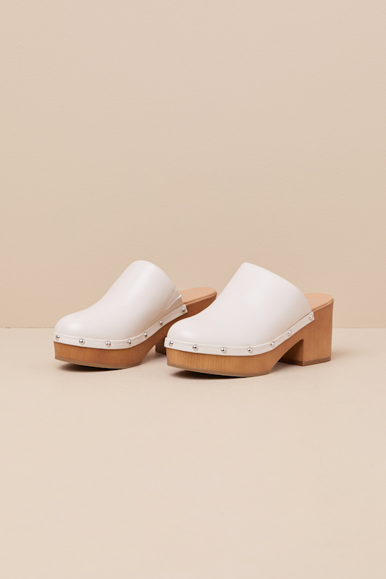 Bone Clogs - Platform Clogs - Studded Clogs - Block Heel Clogs - Lulus