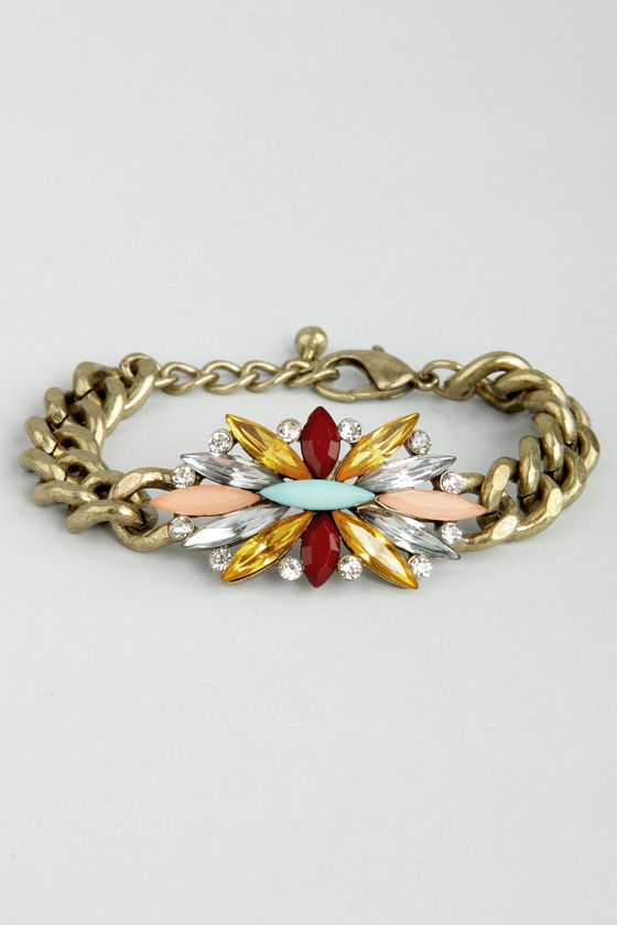 Cute Rhinestone Bracelet - Gold Bracelet - Chain Bracelet - $12.00 - Lulus