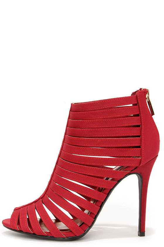 Sexy Red Heels - Caged Heels - Peep Toe Heels - $42.00 - Lulus