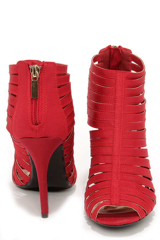 Sexy Red Heels - Caged Heels - Peep Toe Heels - $42.00 - Lulus