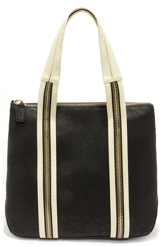 Big Buddha Avery - Cream and Black Tote - Zipper Tote - $95.00 - Lulus