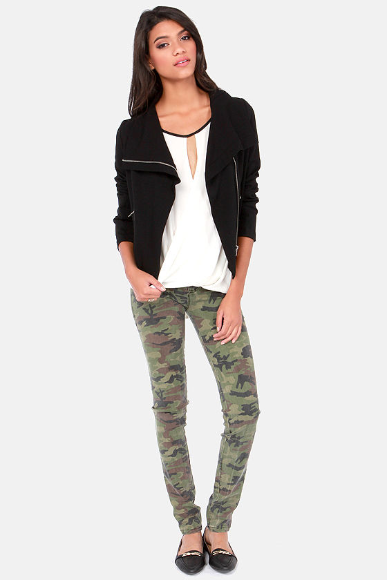 Sleek Black Jacket - Moto Jacket - $84.00 - Lulus