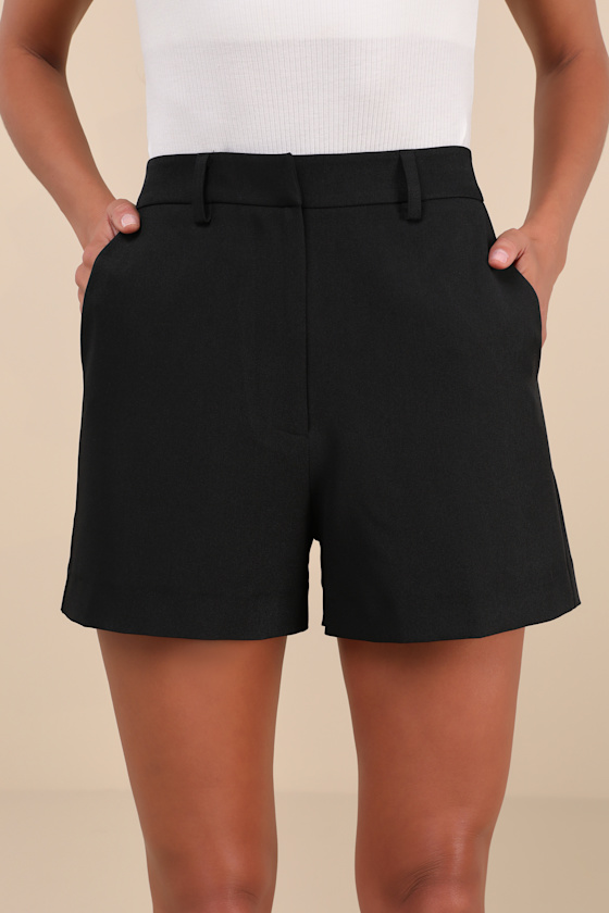 Black Twill Shorts - High-Rise Shorts - Black Trouser Shorts - Lulus