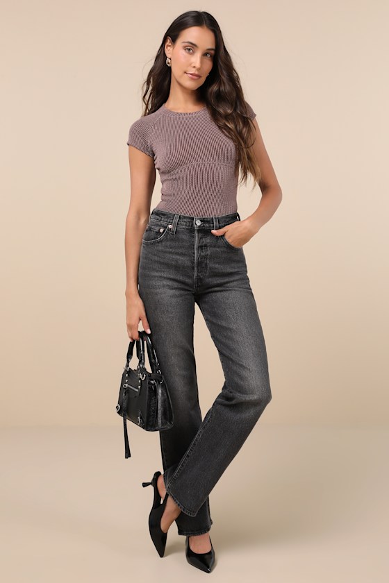 Levi's Ribcage - Washed Black Jeans - High-Rise Denim Jeans - Lulus