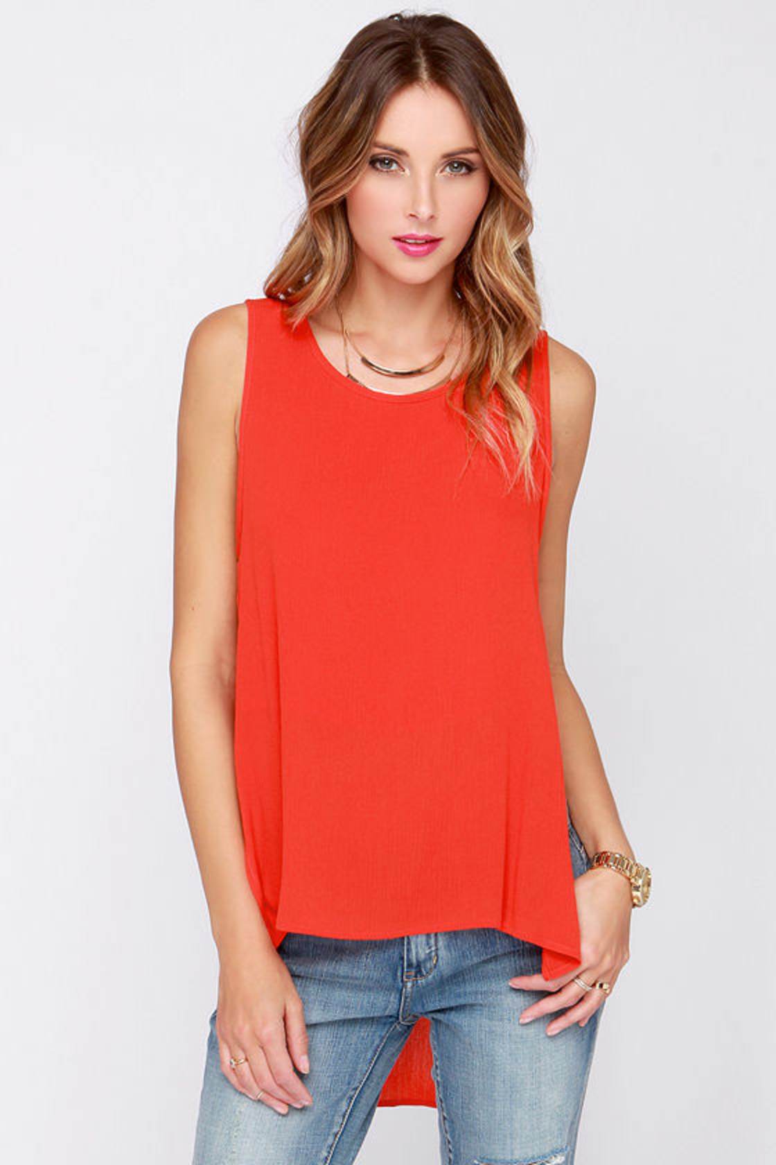 Pretty Red Orange Top - High Low Top - Chic Top - $35.00 - Lulus