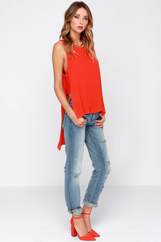 Pretty Red Orange Top - High Low Top - Chic Top - $35.00 - Lulus