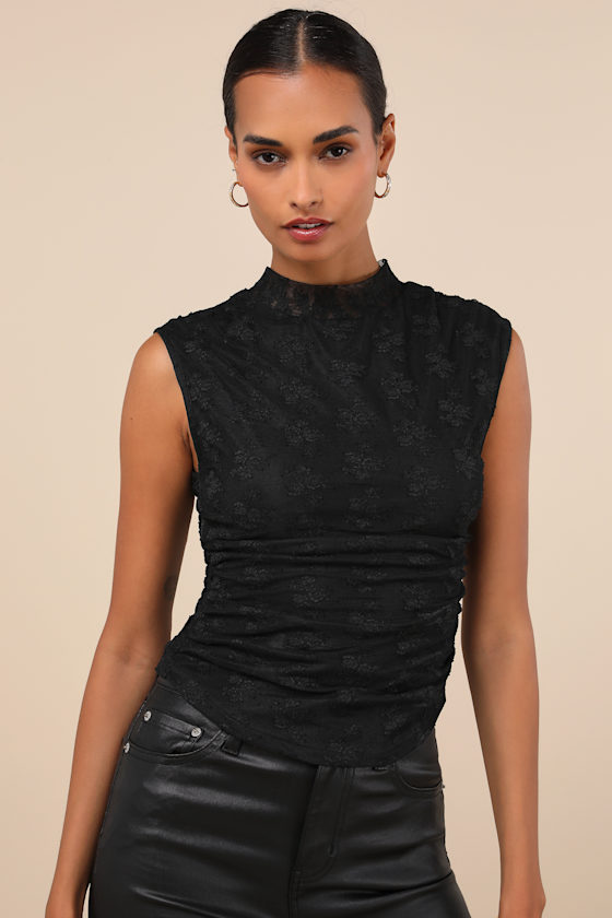 Black Lace Top - Lace Tank Top - Mock Neck Top - Lace Top - Top - Lulus