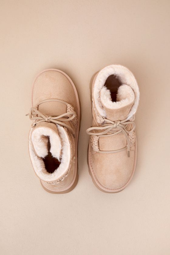 Beach by Matisse Matterhorn - Natural Booties - Faux Fur Booties - Lulus
