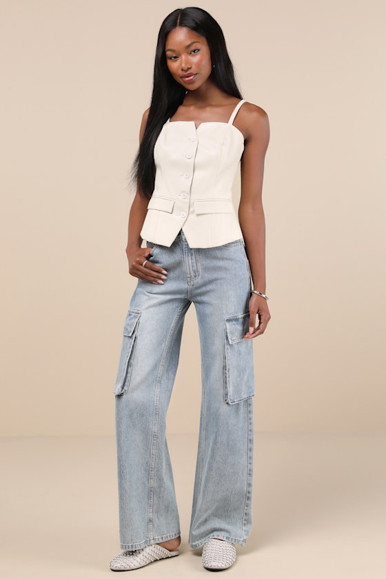 Cream cami vest store