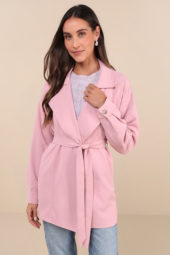 Pink Trench Coat - Short Trench Coat - Pink Outerwear - Pink Coat - Lulus