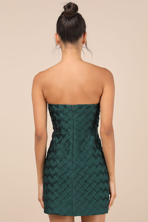 Emerald Woven Texture Dress - Strapless Dress - Mini Dress - Lulus