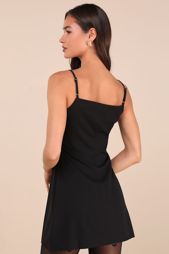 Motel Asinel - Black Plunge Cutout Dress - Bow Mini Dress Motel Asinel - Black Plunge Cutout Dress - Bow Mini Dress