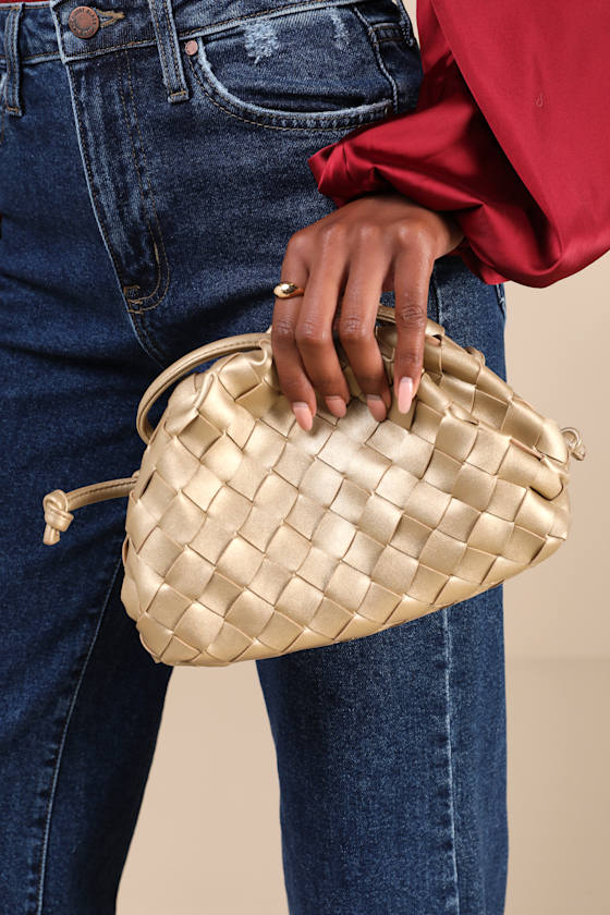 Gold Woven Bag - Pouch Handbag - Pouch Purse - Crossbody Purse - Lulus