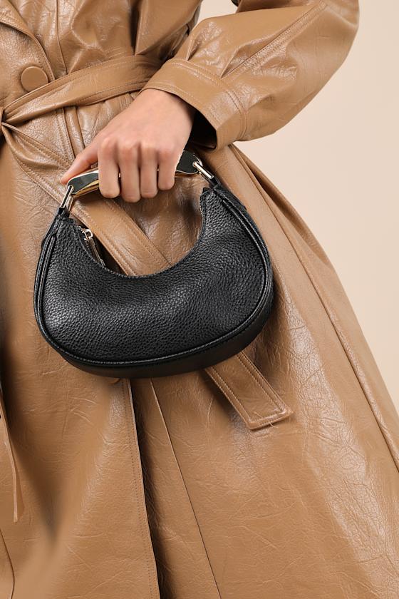 Black and Gold Handbag - Crescent Handbag - Metal Handle Bag - Lulus