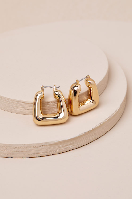 Gold Geometric Hoop Earrings - Gold Hoop Earrings - Gold Earrings - Lulus