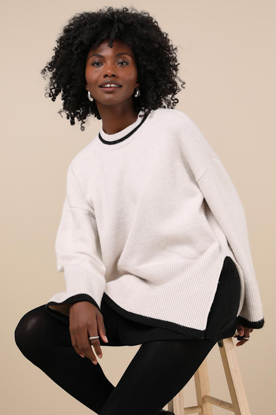 Ivory Oversized Sweater - Crew Neck Sweater - Pullover Sweater - Lulus