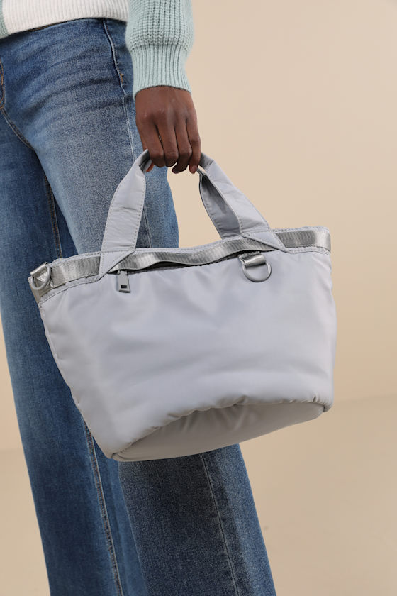 Grey Nylon Tote - Puffy Utility Tote - Crossbody Tote - Tote Bag - Lulus