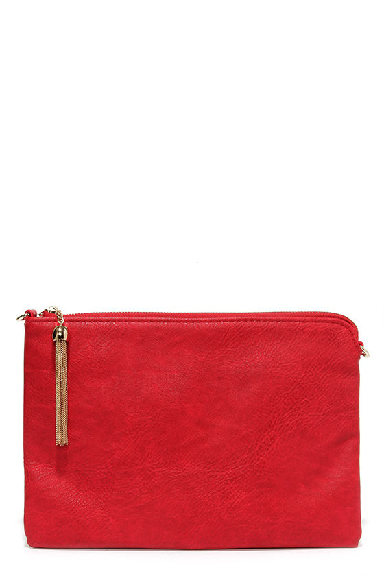 Cute Red Clutch - Vegan Leather Clutch - Gold and Red Clutch - $28.00 ...