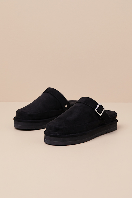 Madden Girl Grahamm - Black Flatform Clogs - Slip-On Clogs - Lulus