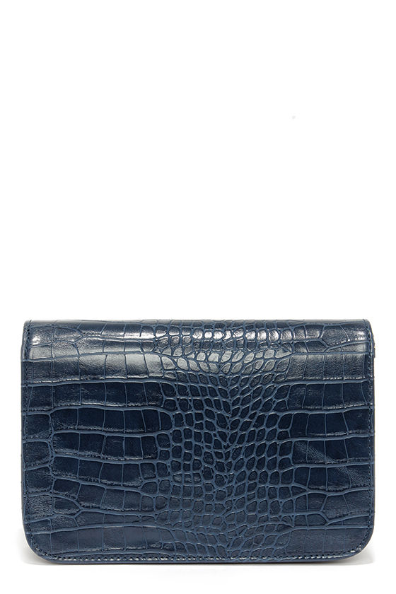 Cute Navy Blue Purse - Vegan Leather Purse - Croc Purse - $31.00
