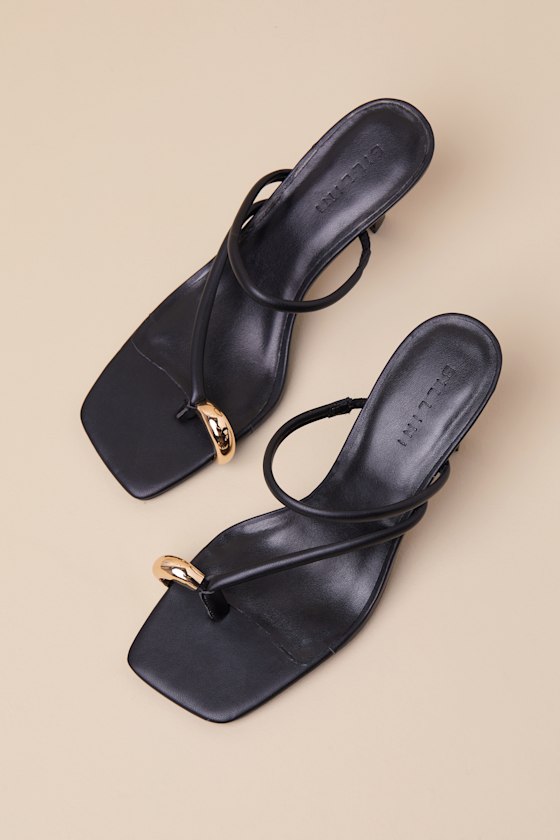 Billini Camren - Black Strappy Heels - High Heel Slide Sandals - Lulus
