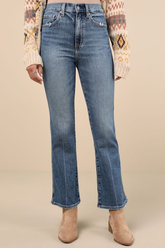 Daze Denim Soho Jeans - Medium Wash Denim Jeans - Flare Jeans - Lulus