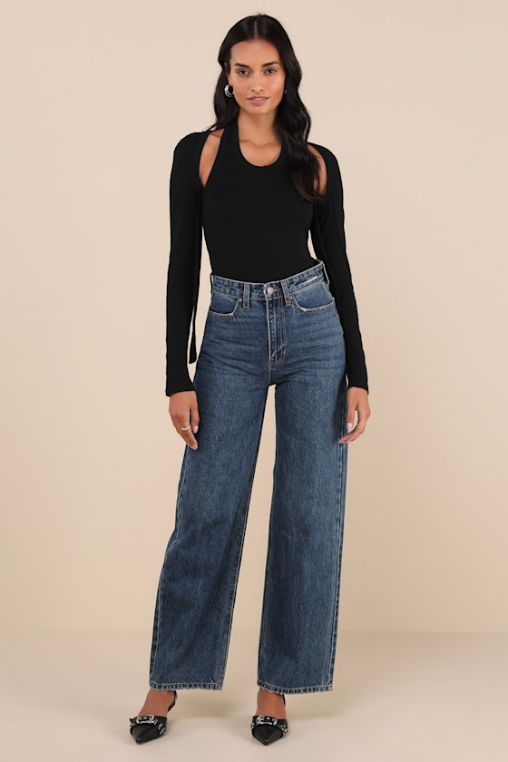 Black Detachable Halter Top - Long Sleeve Top - Shrug Tank Top - Lulus