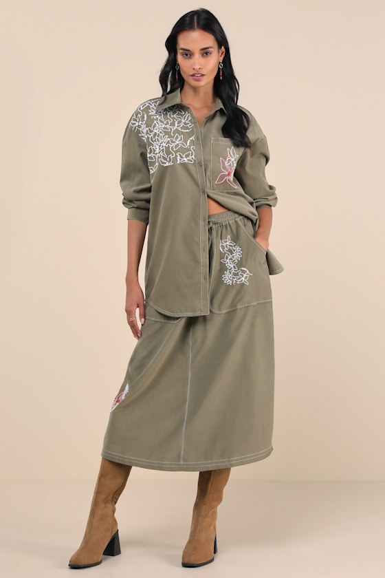 Native Youth Evelyn Top - Olive Green Floral Top - Button-Up Top - Lulus