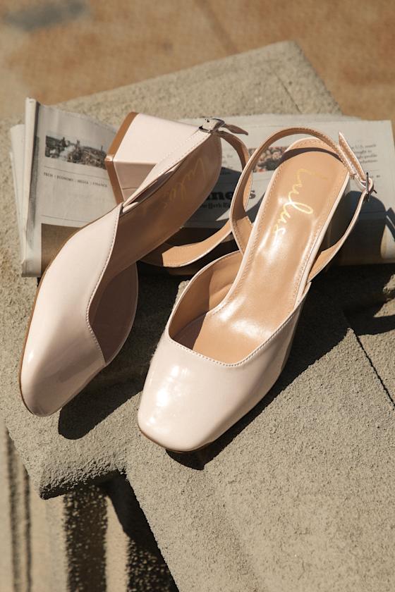 Bone Slingback Pumps - Bone Patent Pumps - Low Heel Pumps - Lulus