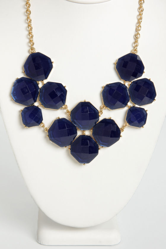 Pretty Navy Blue Necklace - Bib Necklace - Statement Necklace - $16.00 ...
