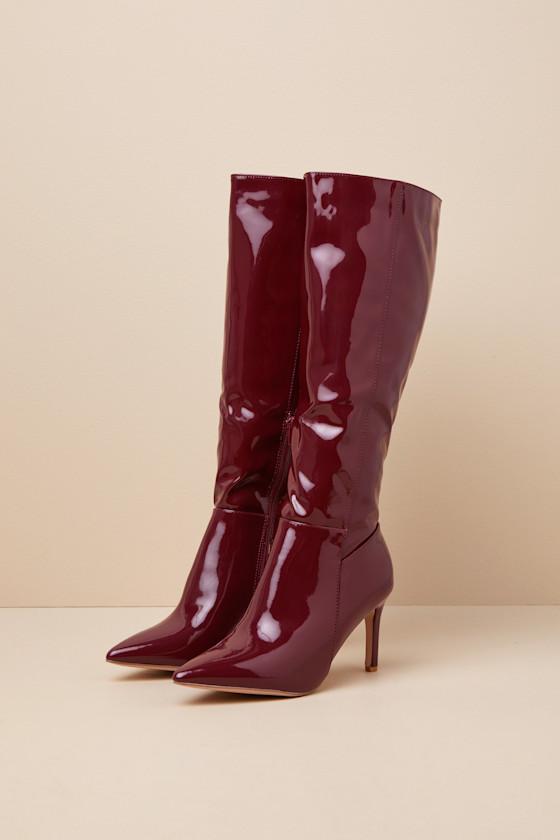 Red Patent Boots - Red Knee-High Boots - Patent Leather Boots - Lulus