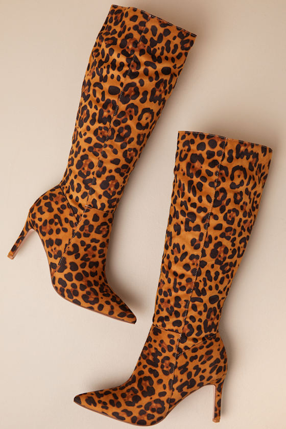 Leopard Print Boots - Leopard Knee-High Boots - Faux Suede Boots - Lulus