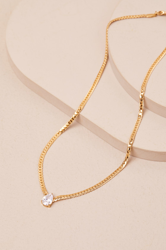 18KT Gold Plated Curb Chain - Rhinestone Curb Chain - Curb Chain - Lulus