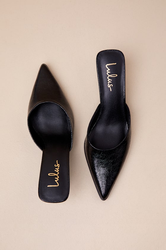 Black Mule Pumps - Distressed Pumps - Pointed-Toe Mule Pumps - Lulus