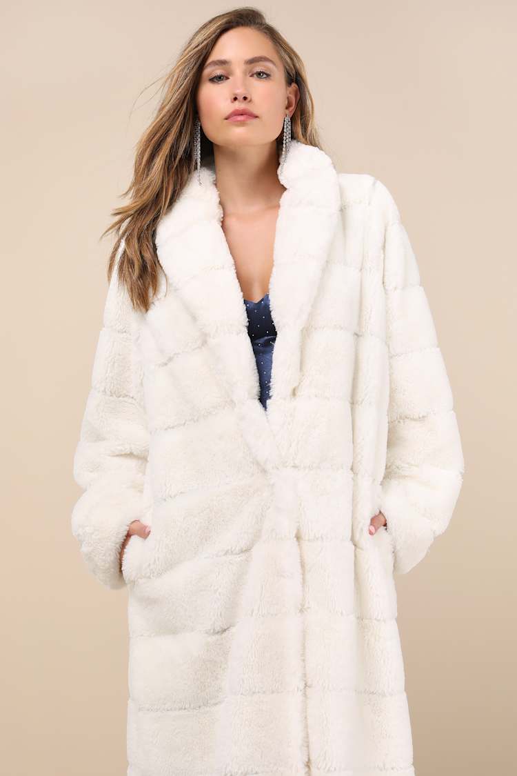 White Long Faux Fur Coat