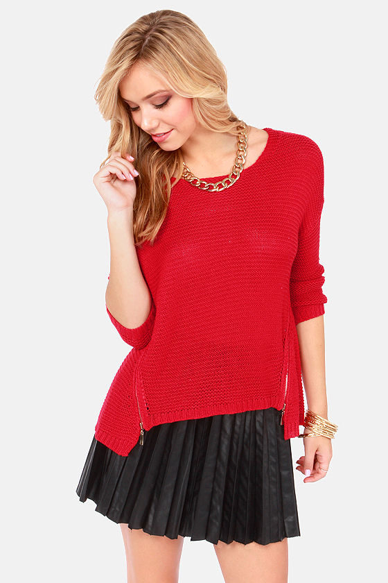 Cool Red Sweater - Long Sleeve Sweater - $42.00 - Lulus