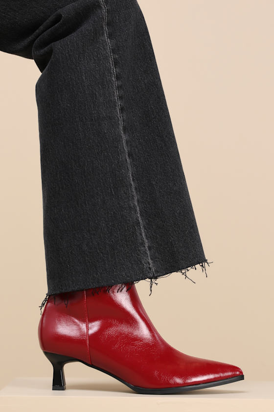 Red Ankle Boots - Pointed-Toe Boots - Kitten Heel Ankle Boots - Lulus