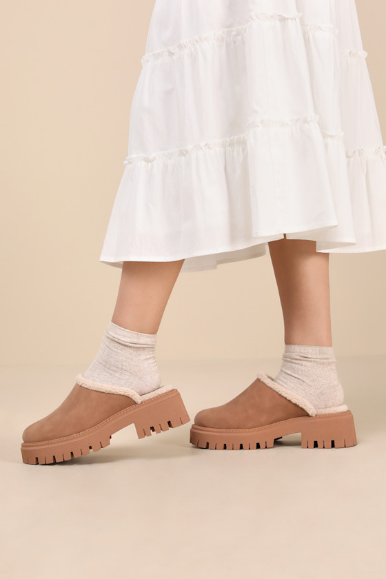 DV by Dolce Vita Gracelyn - Light Tan Mules - Shearling Platforms - Lulus