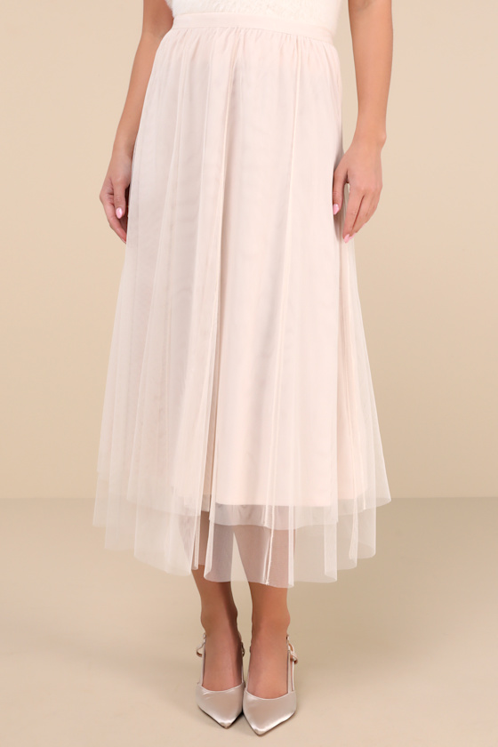 Cream Tulle Skirt - Tulle Midi Skirt - High-Rise Midi Skirt - Lulus