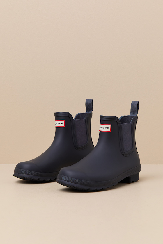 Hunter Original Chelsea - Navy Rain Boots - Short Rain Boots - Lulus