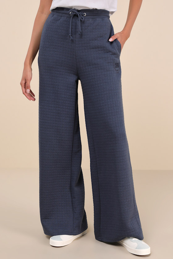 Daisy Street - Dark Blue Sweatpants - Wide-Leg Sweatpants - Lulus