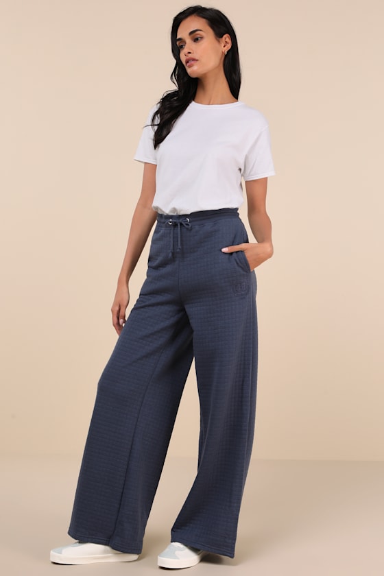 Daisy Street - Dark Blue Sweatpants - Wide-Leg Sweatpants - Lulus
