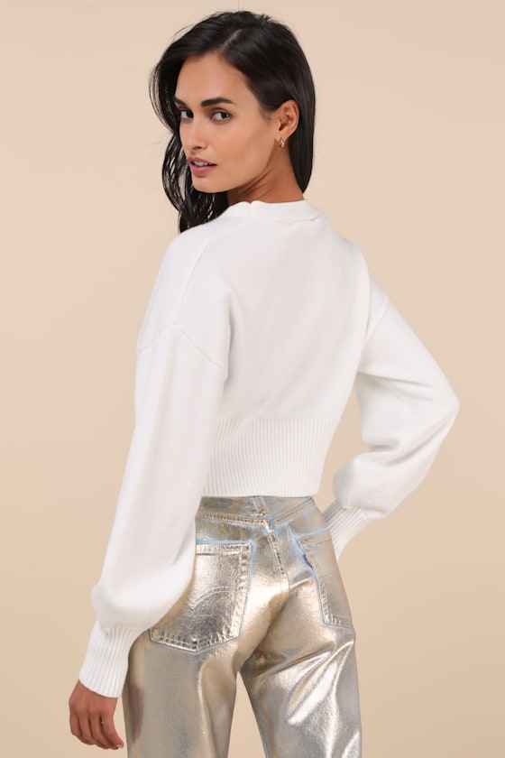 White Cropped Cardigan - Rhinestone Cardigan - Cropped Cardi - Lulus