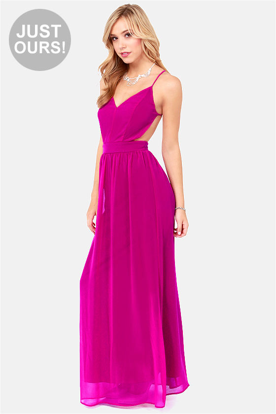 Sexy Backless Dress Magenta Dress Maxi Dress 49 00 Lulus