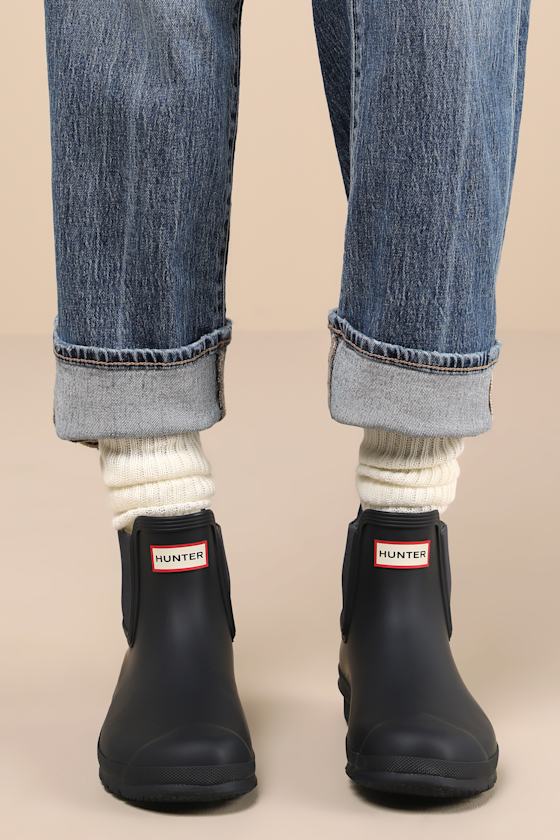 Hunter Original Chelsea - Navy Rain Boots - Short Rain Boots - Lulus