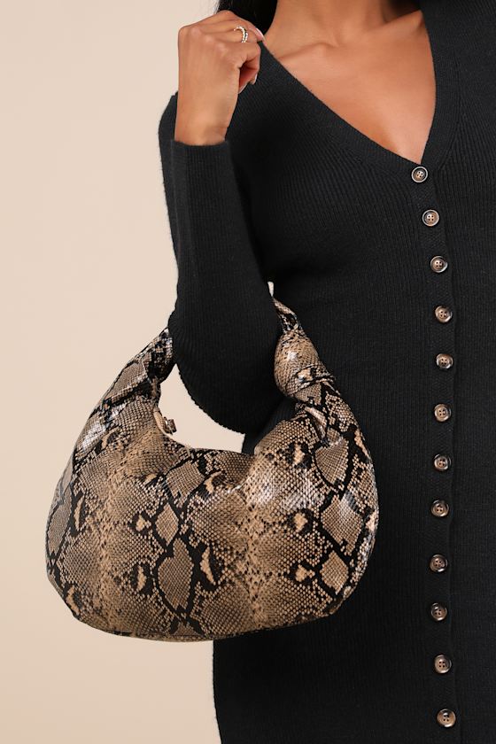 Brown Snake Print Bag - Knotted Handbag - Hobo Shoulder Bag - Lulus
