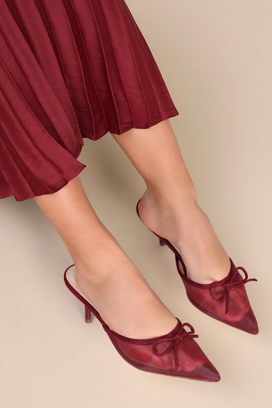 Burgundy Mesh Pumps - Sheer Mesh Pumps - Mule Pumps - Pumps - Lulus