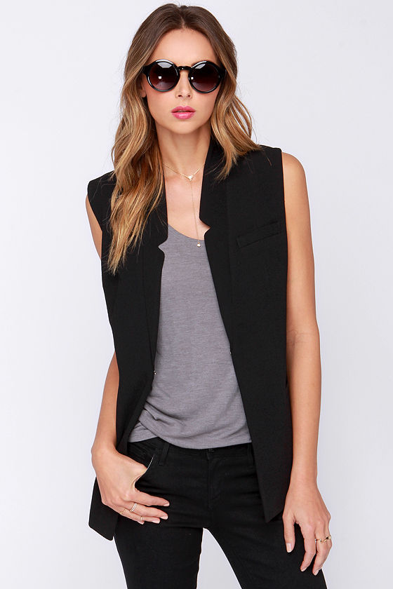 Chic Black Vest - Extra Long Vest - Fitted Vest - $43.00 - Lulus