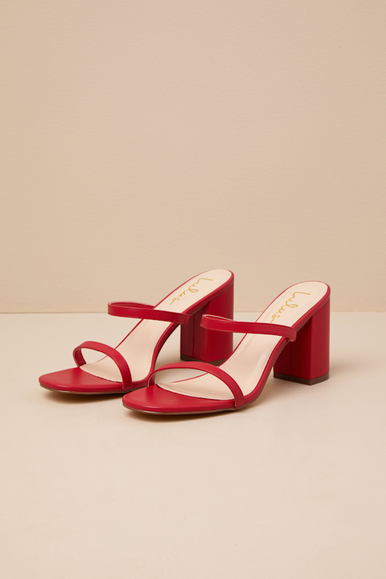 Red Sandals - High Heel Sandals - Strappy Block Heels - Sandals - Lulus